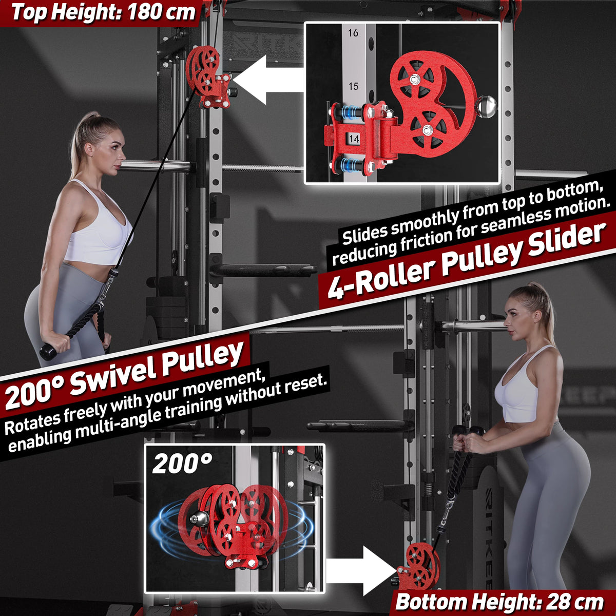 PMAX 5600 Home Gym Smith Machine | 326LB Weight Stack | RitKeep Fitness ...