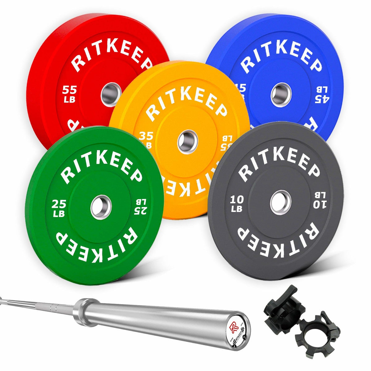 2" Colored Weight Plate Sets & Barbell Package | RitKeep